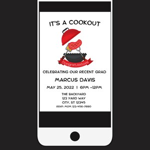Graduation Cookout Invitation, BBQ Invitation, Backyard Party Grad ...