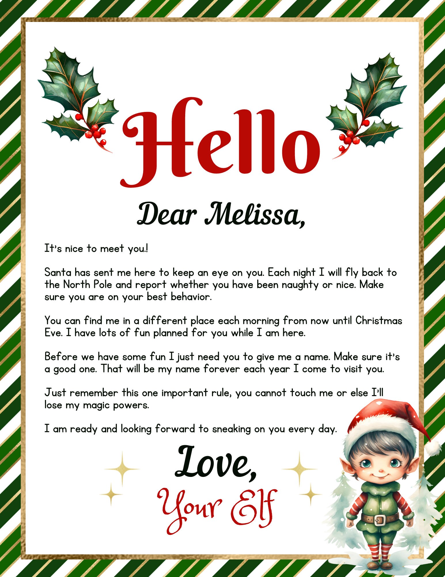 Editable Elf Hello and Goodbye Letters Christmas Activity Digital ...