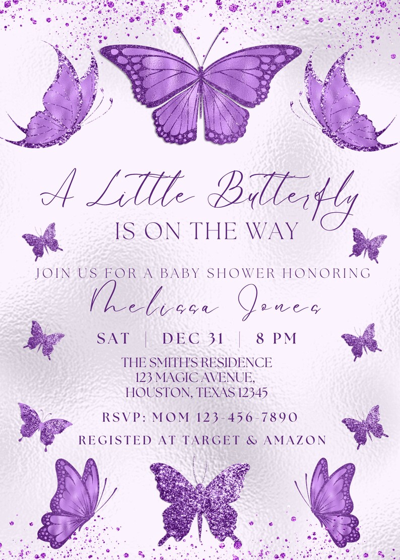 Editable Butterfly Baby Shower Invitation A Little Butterfly - Etsy