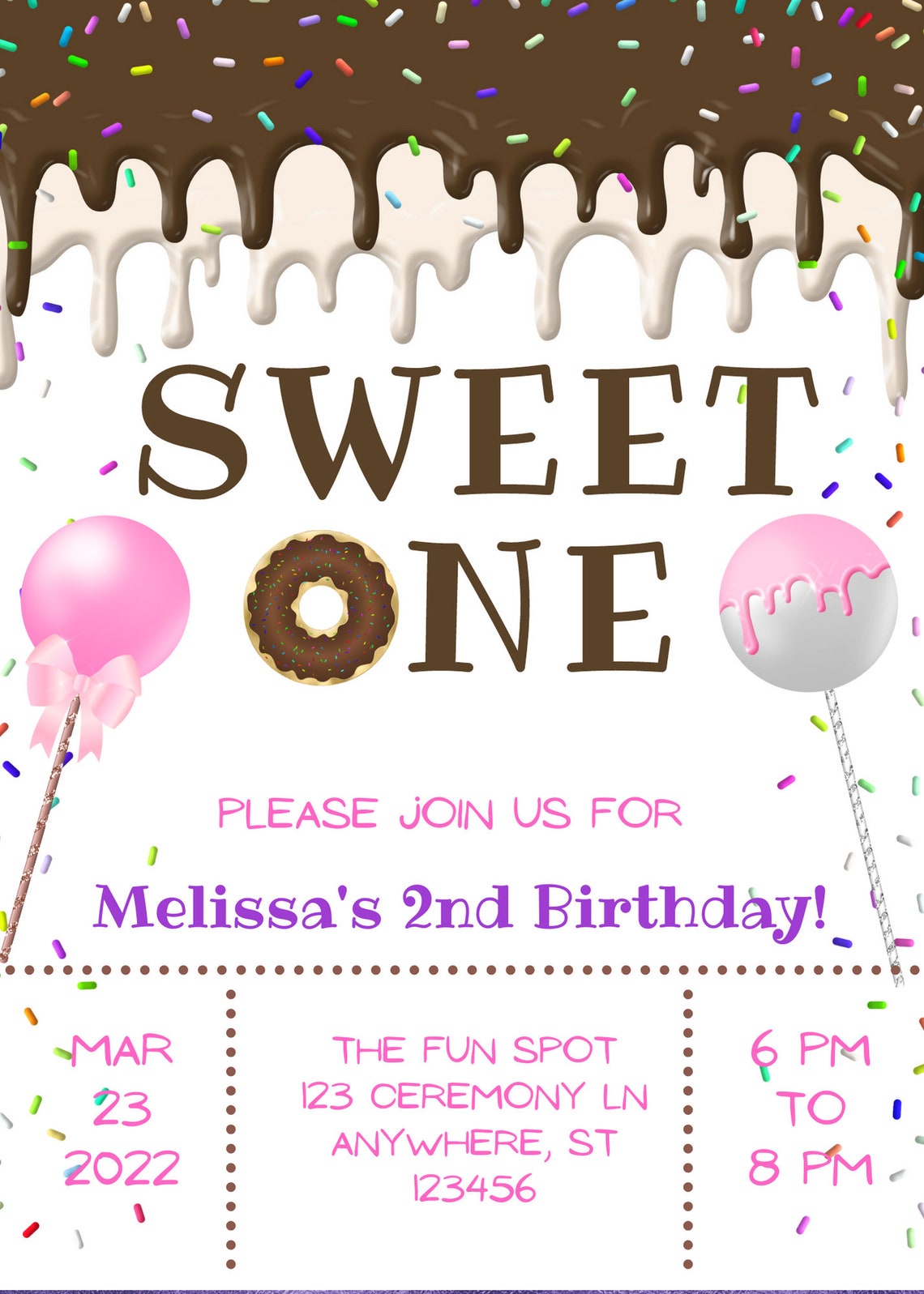 Editable Sweet One Birthday Invitation Dripping Chocolate - Etsy