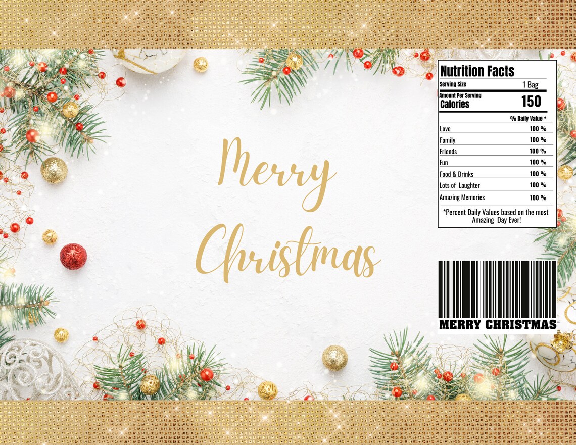 Editable Christmas Chip Bag Label Holiday Party Favor - Etsy