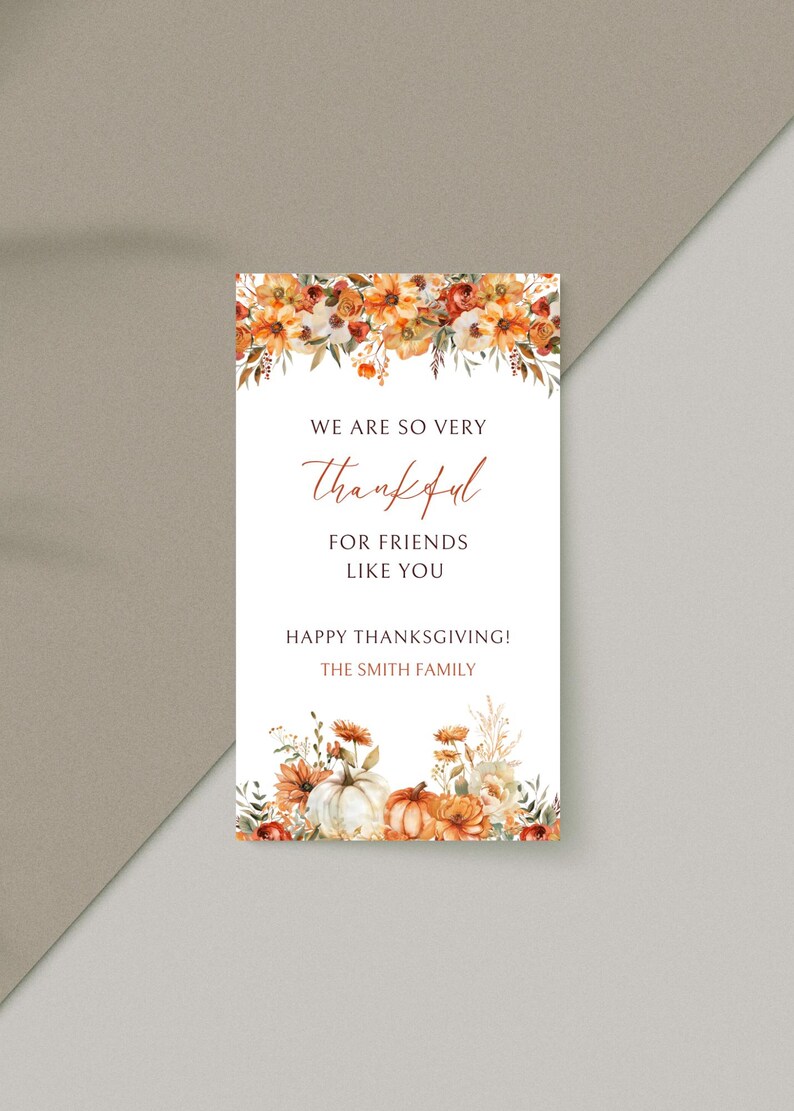 Editable Thanksgiving Tags so Very Thankful for Friends Like You Gift ...
