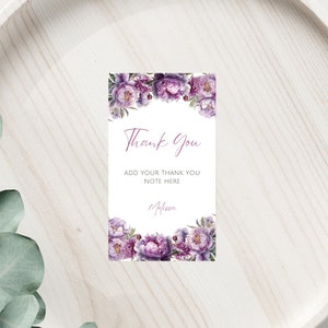 Printable Thank You Tags, Purple Floral, Favor Tags, Gift Tags, Thank ...