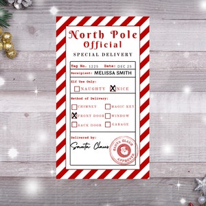 Printable North Pole Special Delivery Tag, From Santa Gift Tags ...