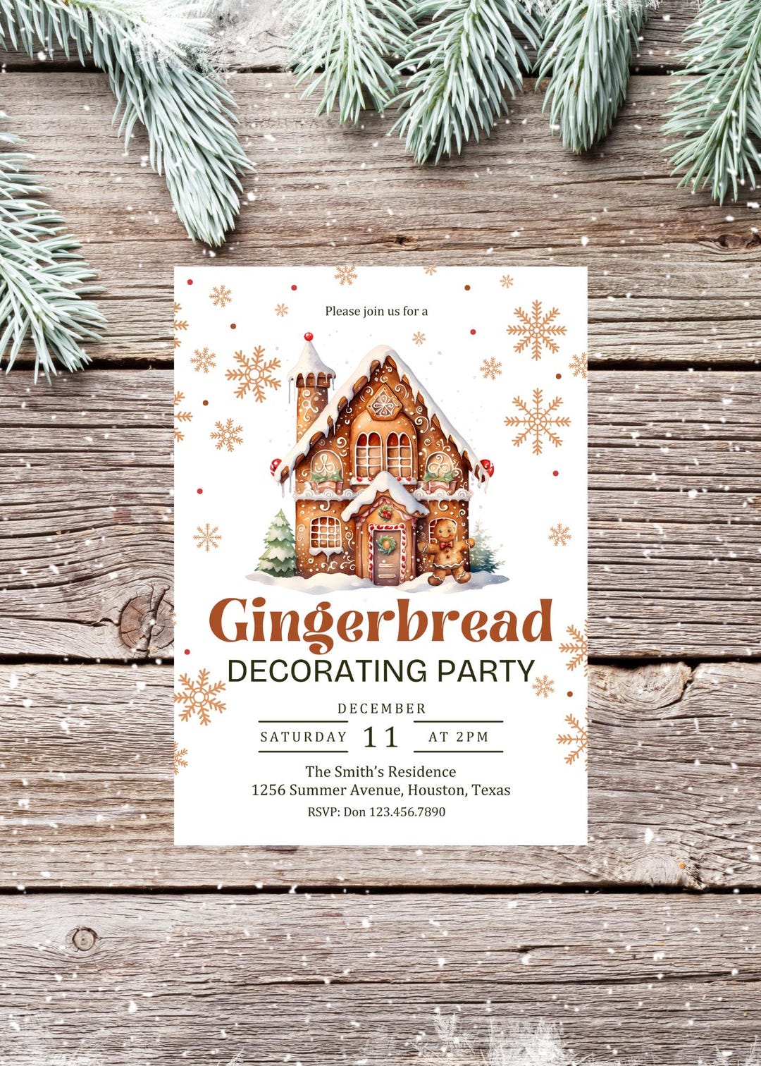 Editable Gingerbread House Decorating Party Invitation Printable ...
