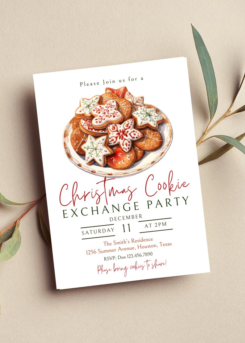 Editable Christmas Cookie Exchange Invitation Holiday Cookie Swap Party ...