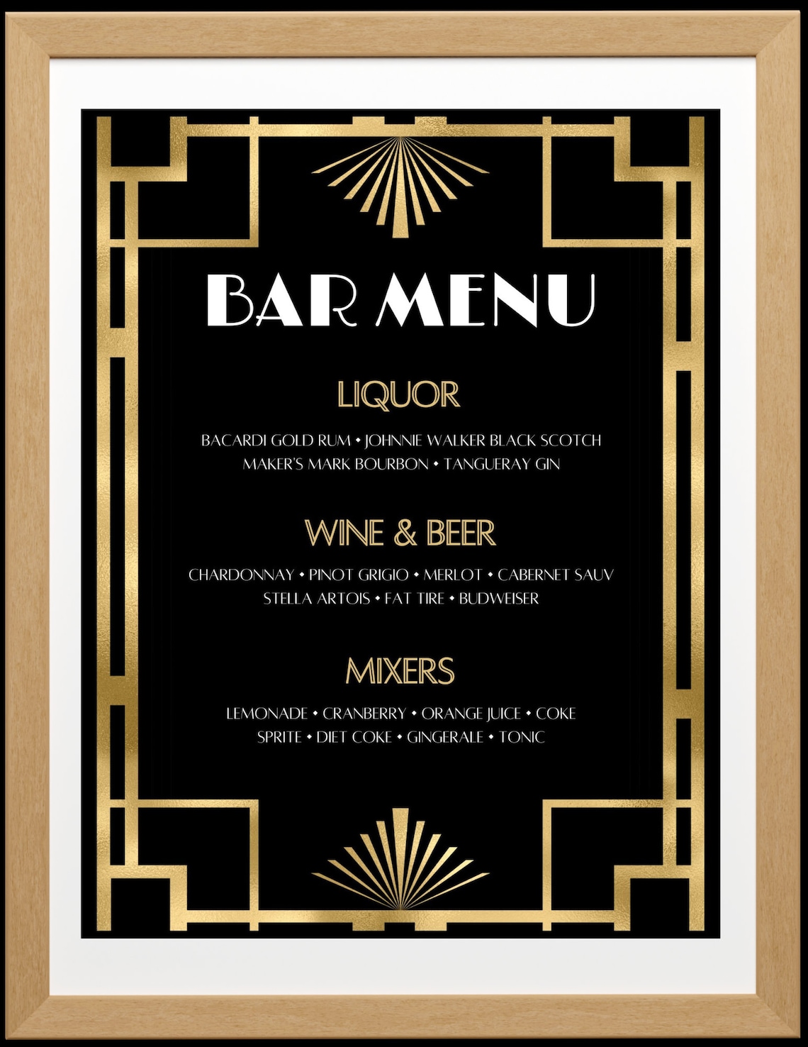 Editable Gatsby Bar Menu Card Template, Roaring 20s Bar Menu, Harlem ...