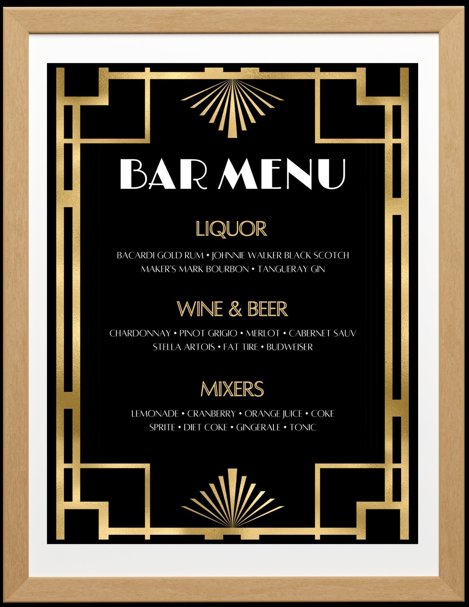Editable Gatsby Bar Menu Card Template Roaring 20s Bar Menu - Etsy