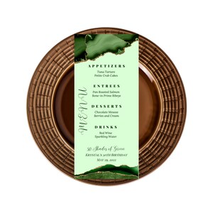 Editable Shades of Green Menu Card Template, Green and Gold, Green Menu ...
