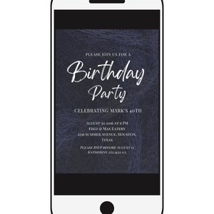 Editable Birthday Party Invitation for Men, Blue Invite, Masculine ...