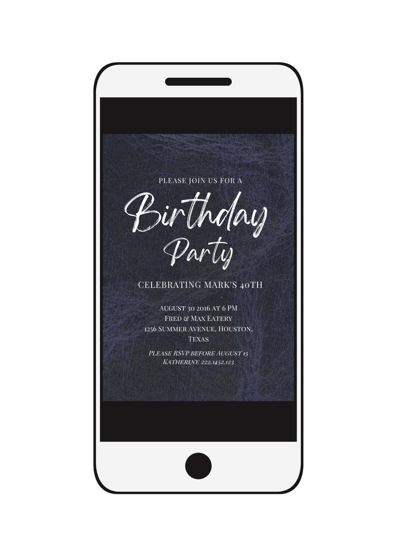 Editable Birthday Party Invitation for Men Blue Invite - Etsy Australia