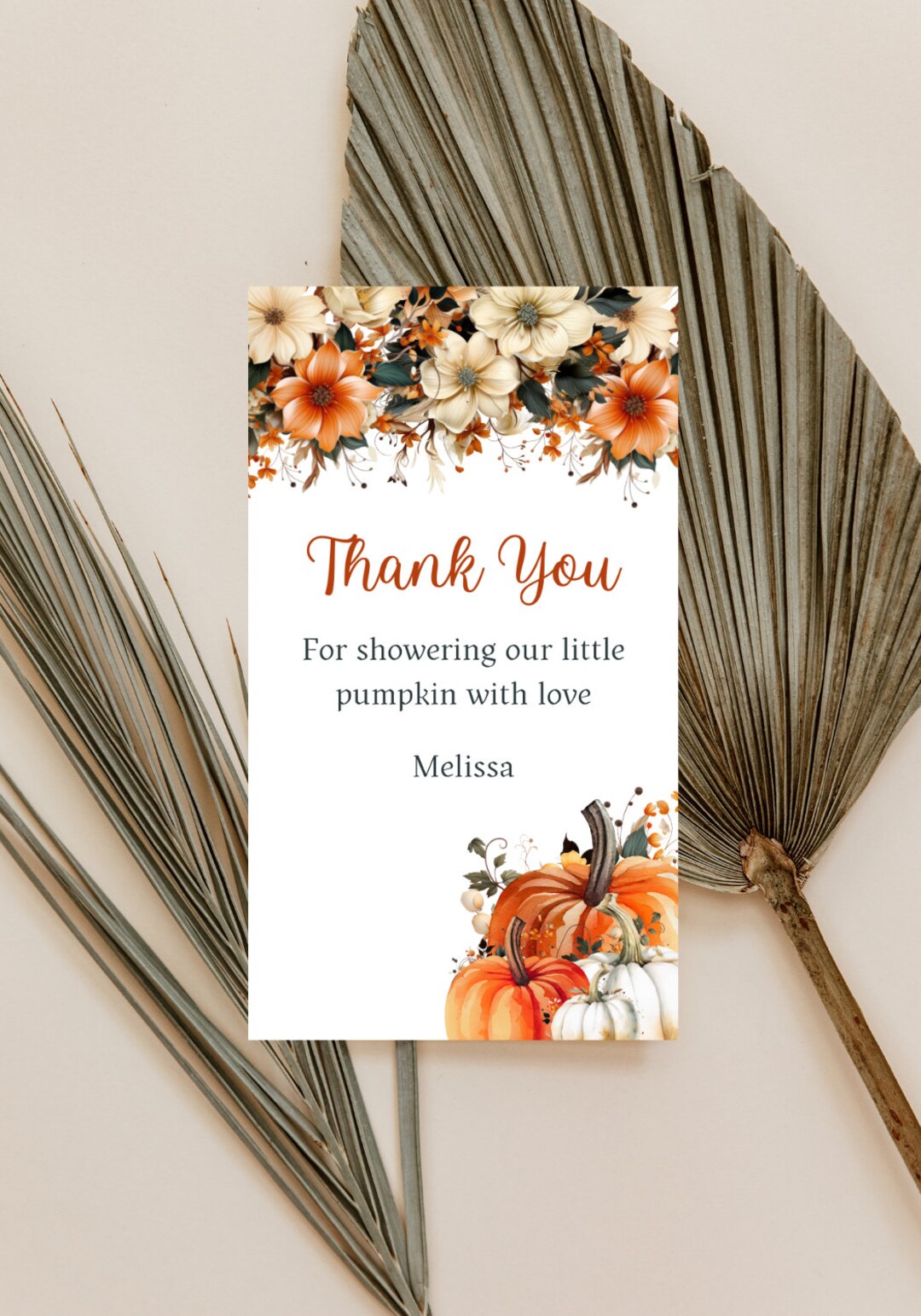 Printable Pumpkin Gift Tag, Favor Tag Thank You Tag Editable Thank You ...