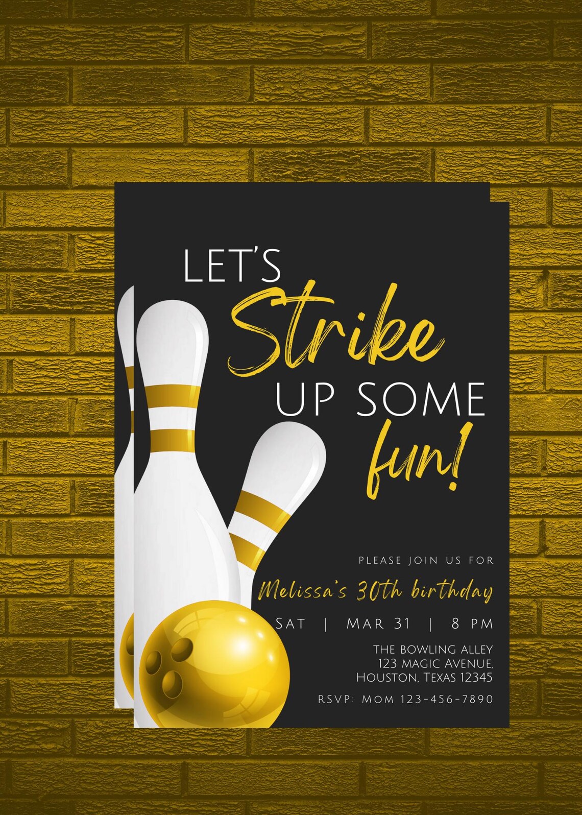 Editable Bowling Invitation, Let's Strike up Some Fun, Birthday Bowling ...