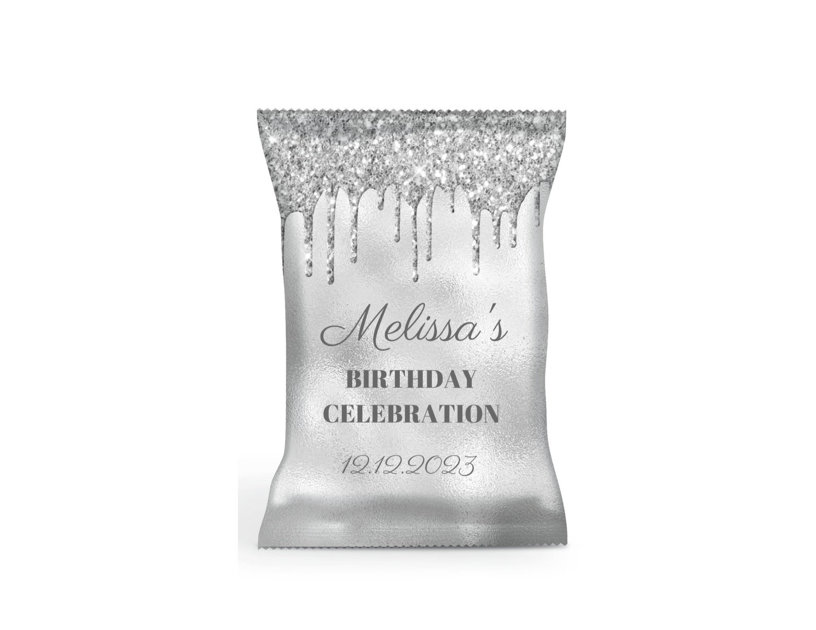 Editable Birthday Chip Bag, Silver Chip Bag, Party Decor, Party Favor ...