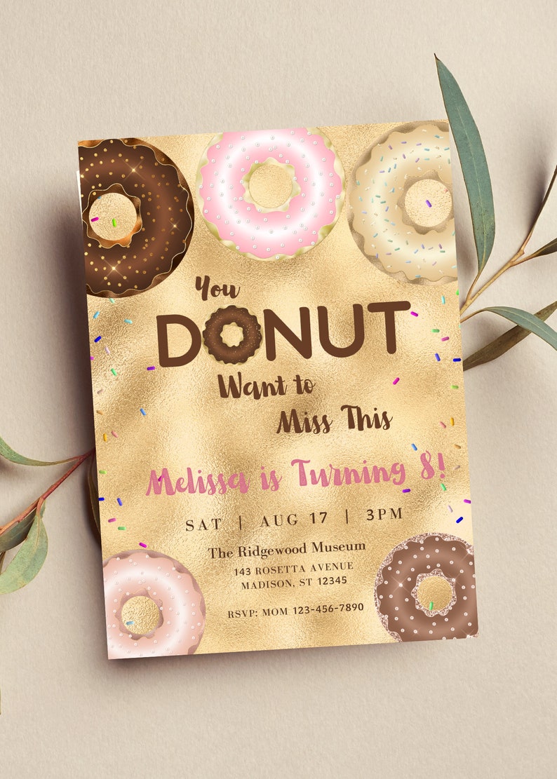 Editable Donut Birthday Invitation You Donut Want to Miss - Etsy