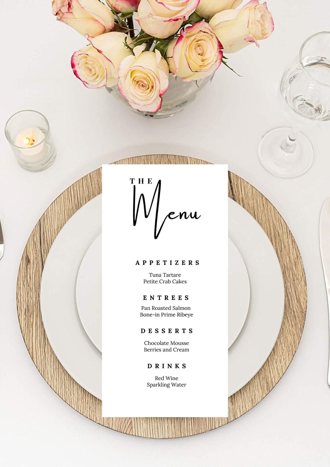 Editable White Menu Cards, Modern, Minimalist Menu Card, Birthday ...