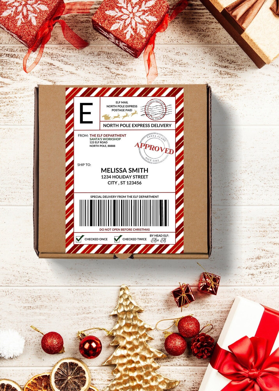 Editable Elf Shipping Label, From Santa Shipping Label, North Pole ...