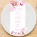 Editable Butterfly Menu Card Template, Pink and Gold Menu Cards, A ...