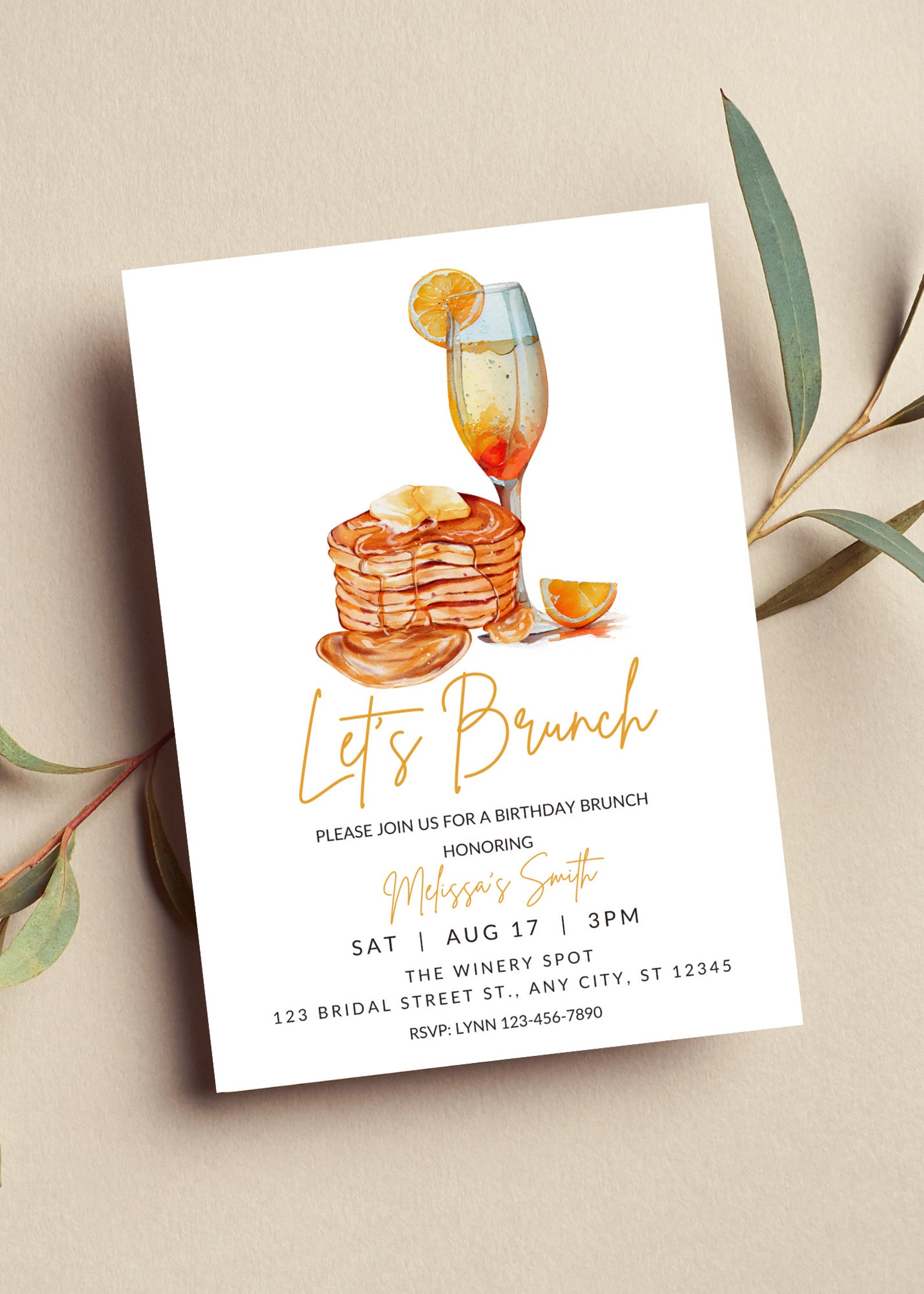 Editable Brunch Invitation, Let's Brunch, Brunch and Bubbly, Birthday ...