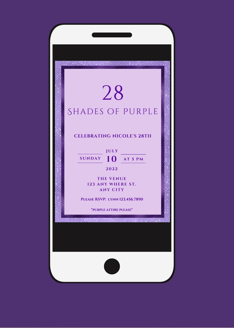 Editable Shades of Purple Invitation Purple Birthday - Etsy