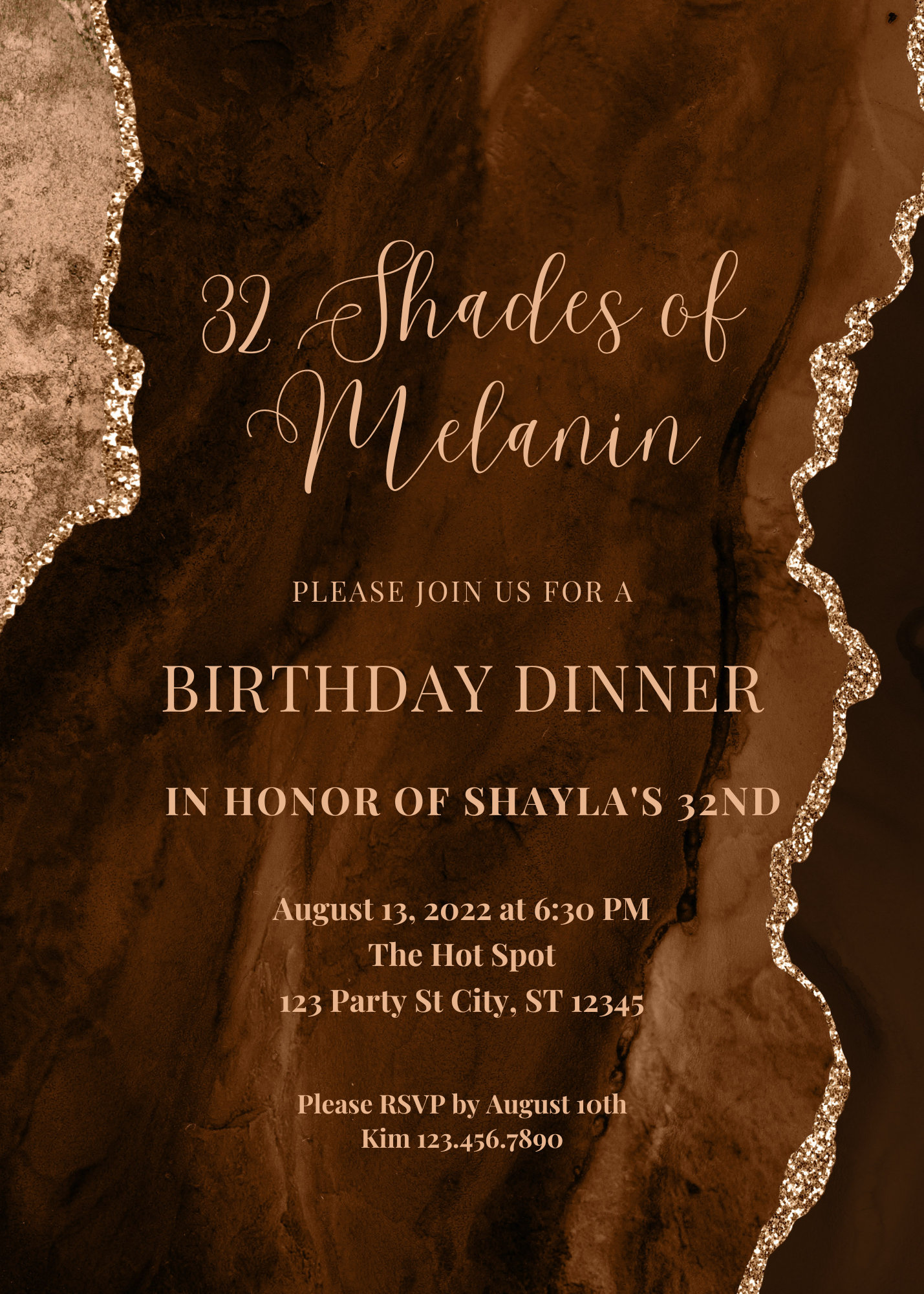 Editable Shades of Melanin Invitation Agate Birthday Dinner - Etsy