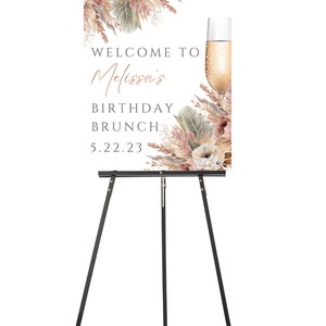 Editable Boho Brunch Welcome Sign, Pampas, Boho Floral, Bridal Brunch ...