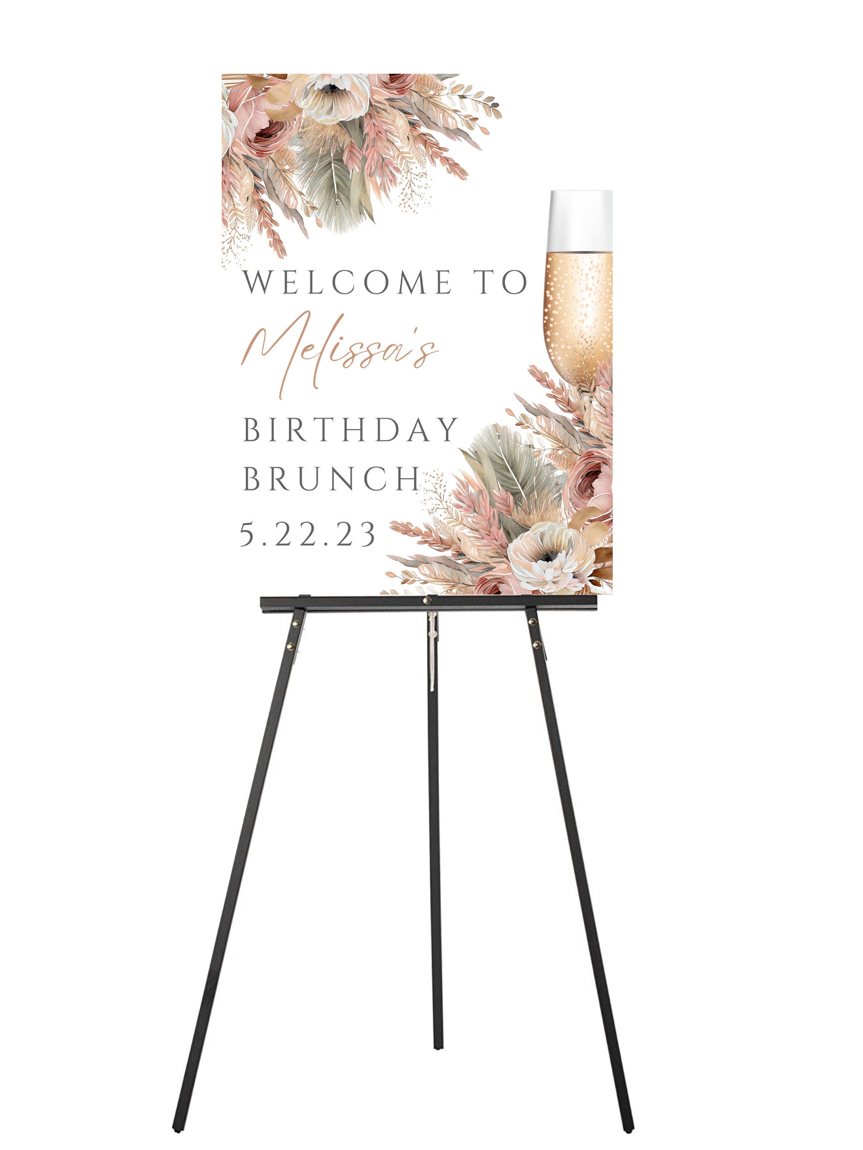 Editable Boho Brunch Welcome Sign, Pampas, Boho Floral, Bridal Brunch ...