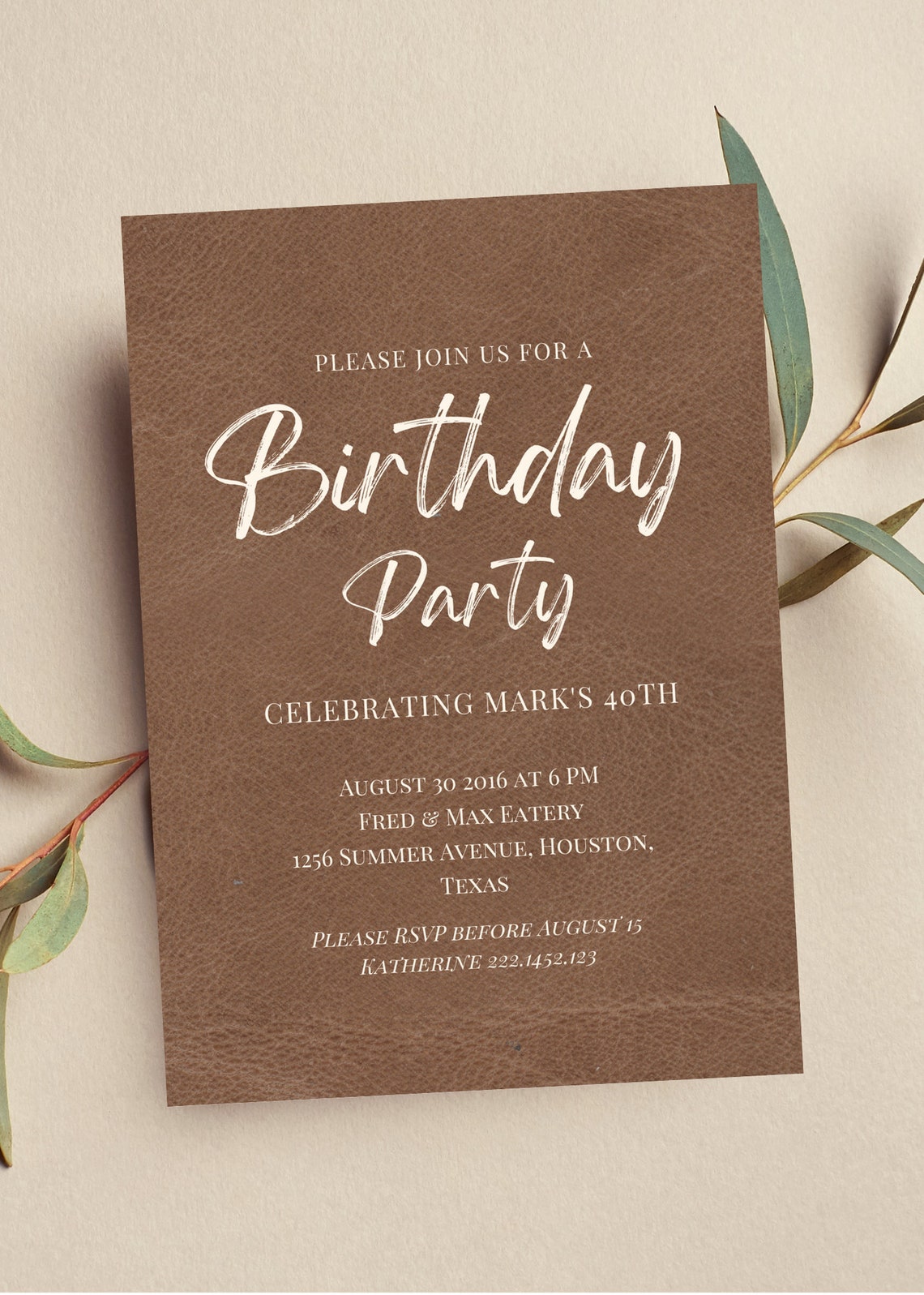 Editable Birthday Party Invitation for Men Masculine - Etsy