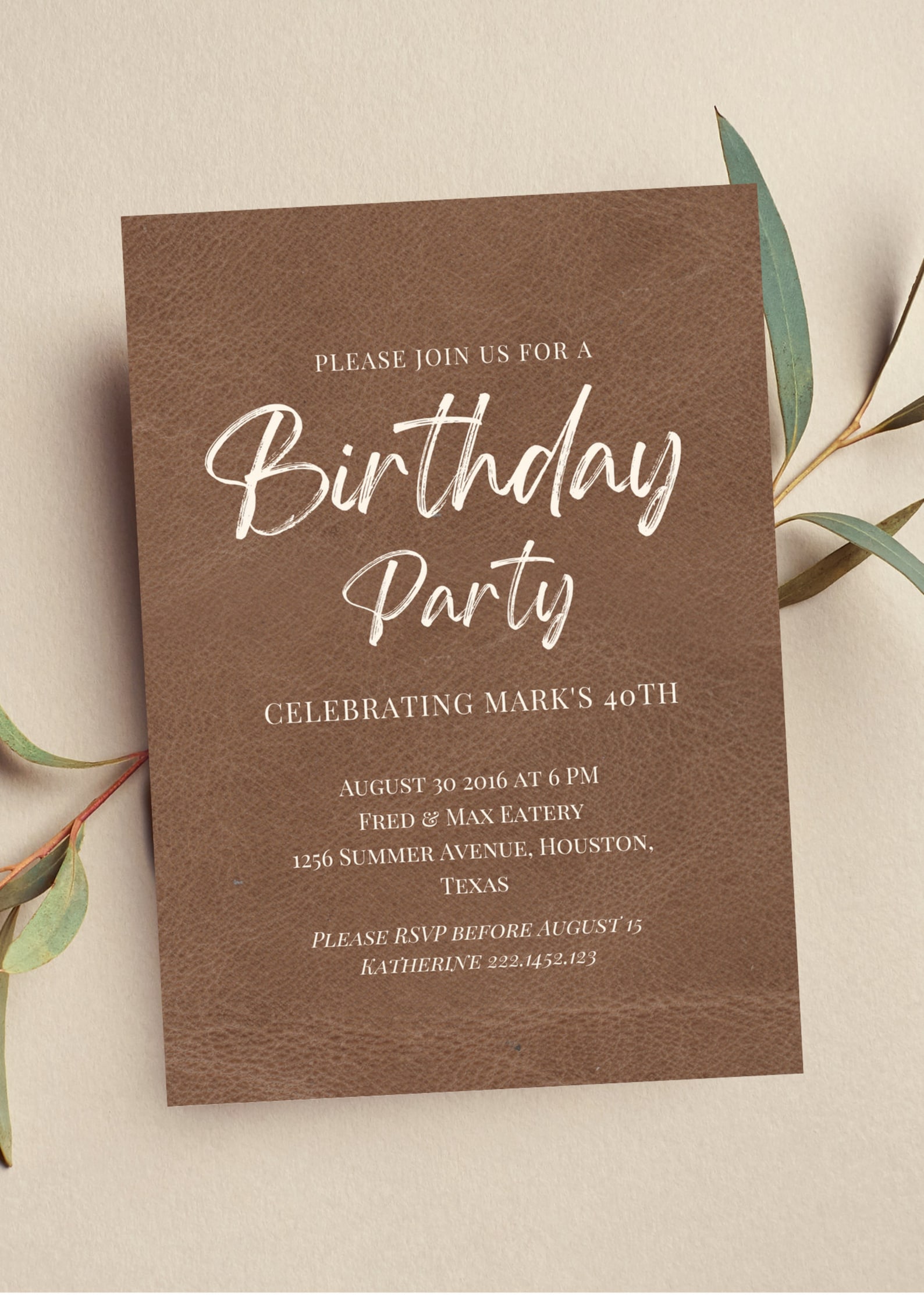 Editable Birthday Party Invitation for Men Masculine - Etsy