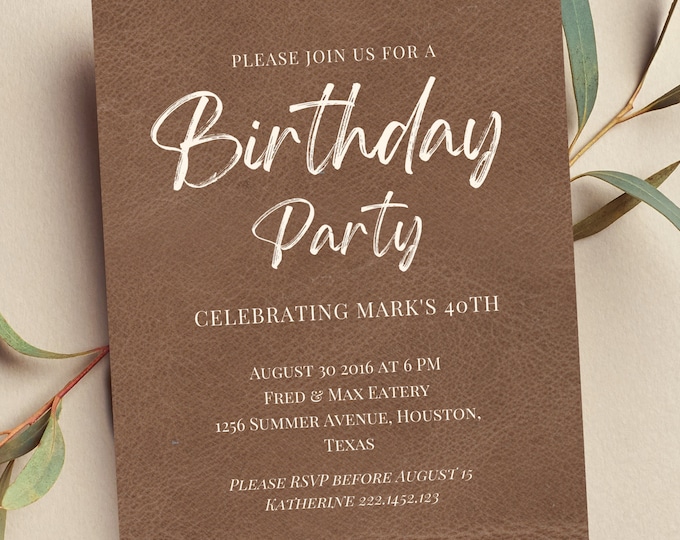 Editable Birthday Party Invitation for Men Masculine - Etsy