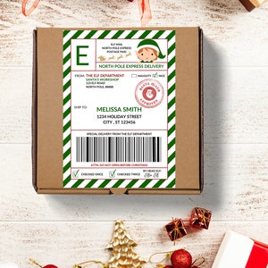 Printable North Pole Shipping Label, Elf Mail Mailing Label, Editable ...