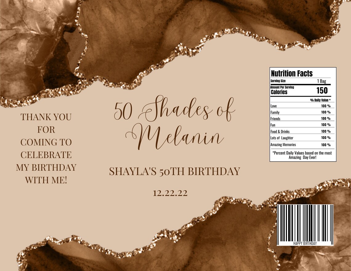 Editable Birthday Chip Bag Shades of Melanin Chip Bag Party - Etsy