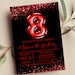 Editable 8th Birthday Invitation, Red and Black Invitation, Red 8 ...