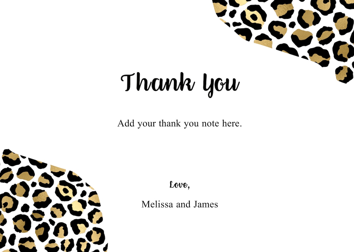 Printable Thank You Card Leopard Print Thank You Note - Etsy