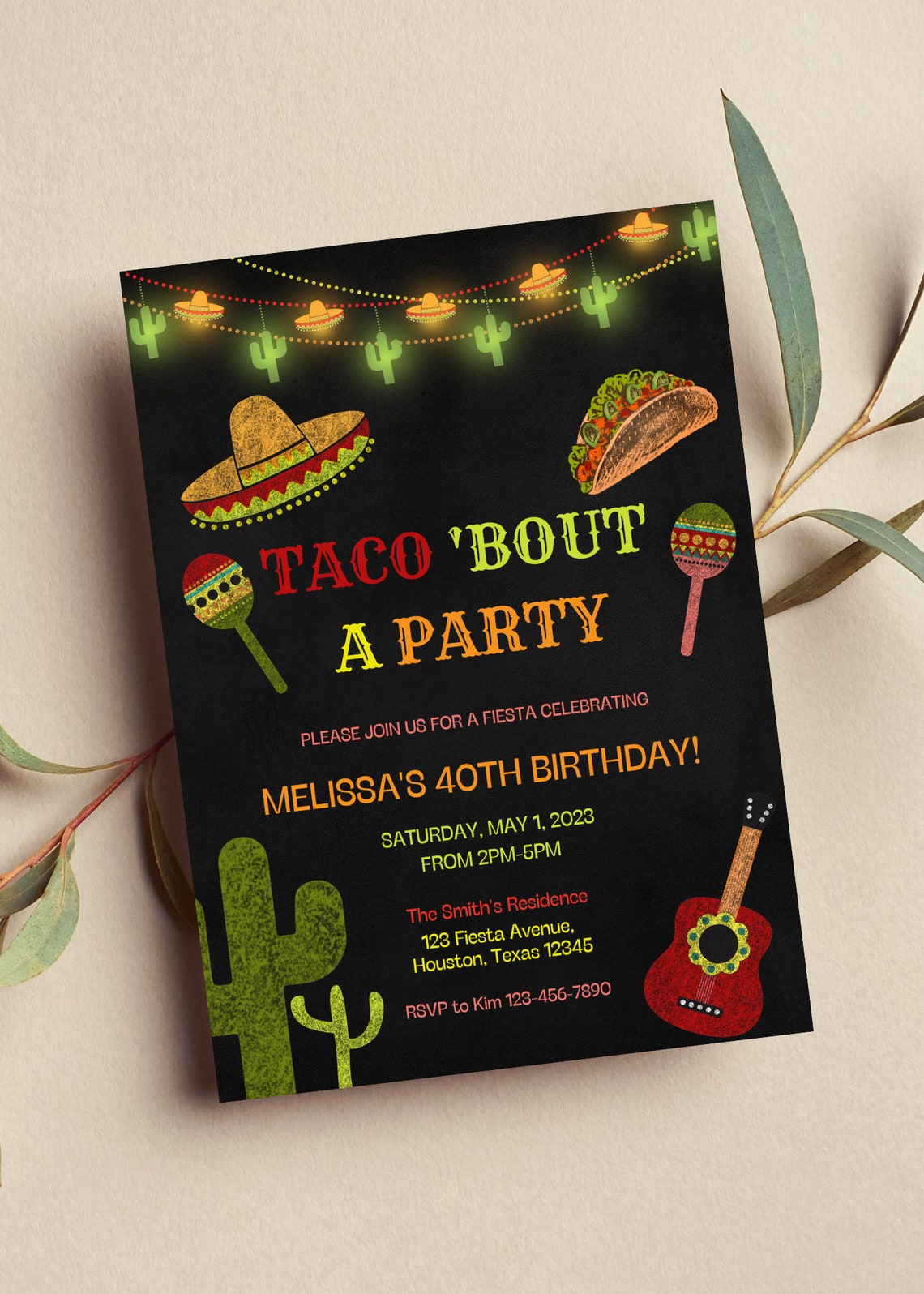 Editable Taco 'bout a Party Invitation Fiesta Invitation - Etsy