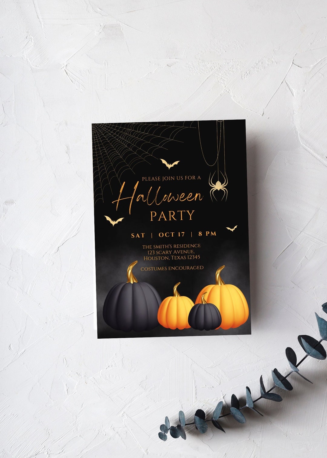 Editable Adult Halloween Party Invitation, Halloween Costume Party ...
