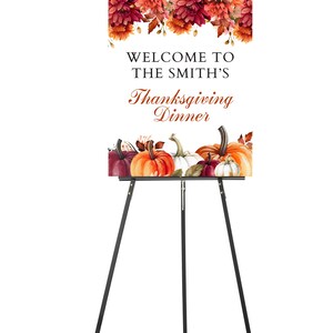 Editable Thanksgiving Welcome Sign Autumn Floral Pumpkin Friendsgiving ...
