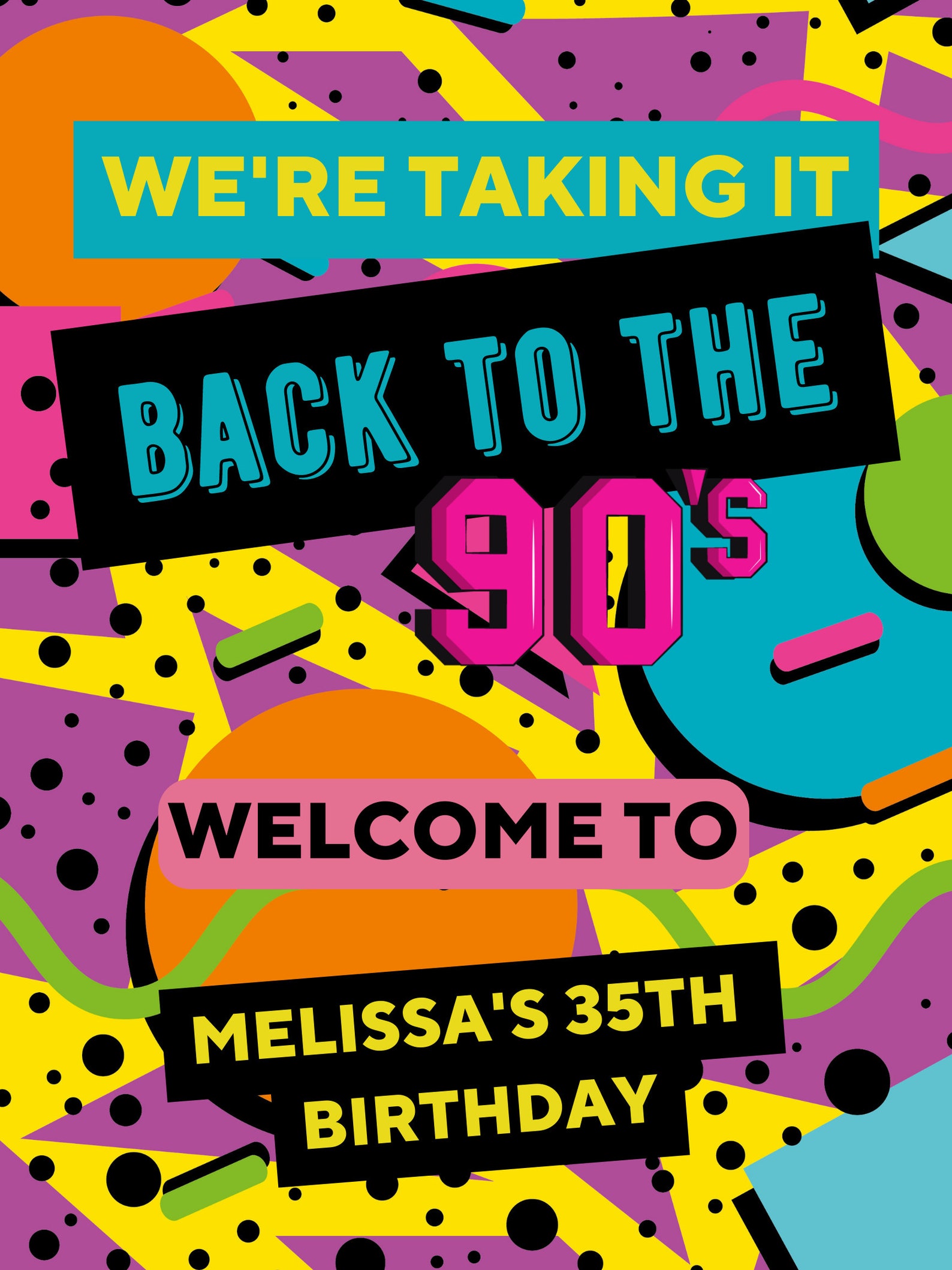 Editable 90s Party Welcome Sign, Back to the 90s, Throwback Party ...
