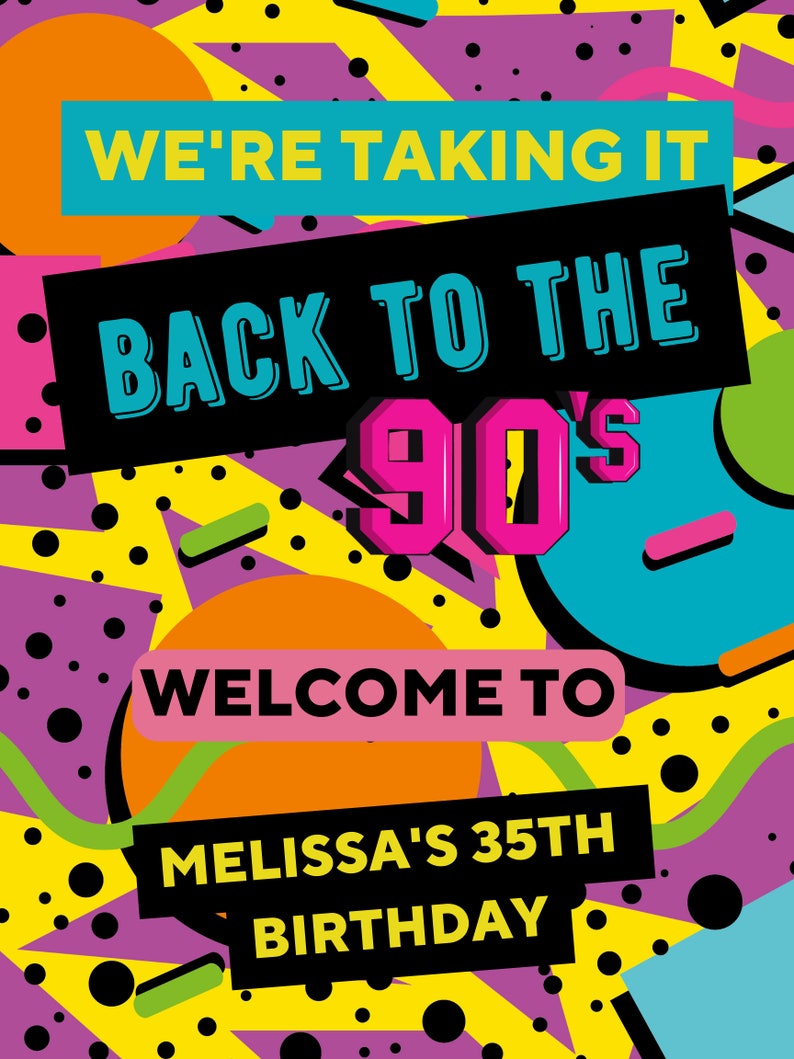 Editable 90s Party Welcome Sign Back to the 90s Throwback - Etsy