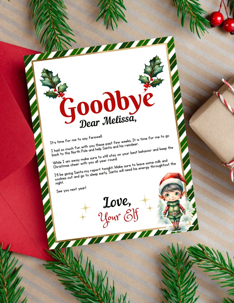 Editable Elf Hello and Goodbye Letters Christmas Activity Digital ...