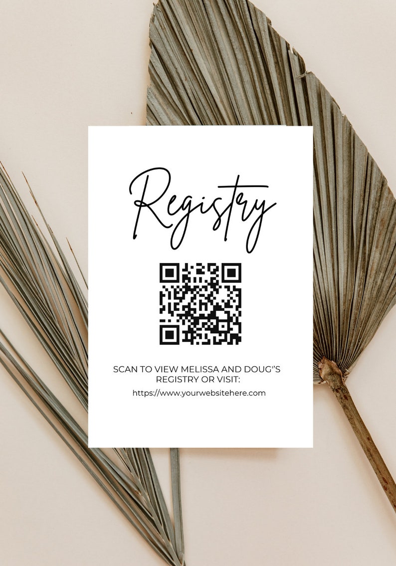 Editable Registry Card With QR Code, Invitation Insert, Enclosure Card ...