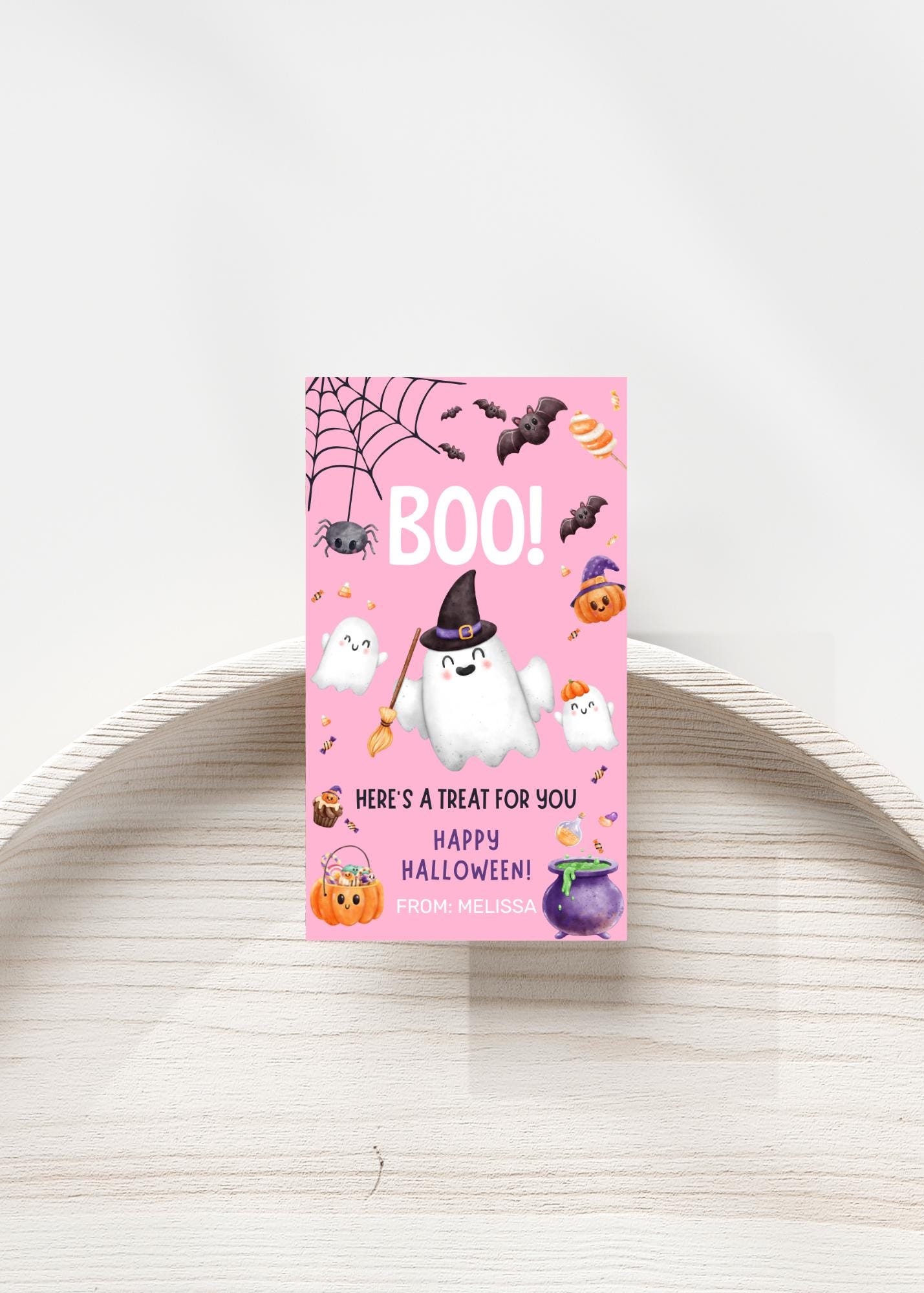 Printable Boo Gift Tags Pink, Halloween Favor Tags, Trick or Treat Bag ...