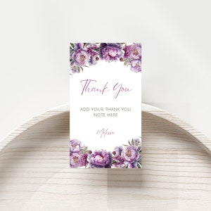 Printable Thank You Tags, Purple Floral, Favor Tags, Gift Tags, Thank ...