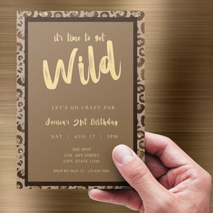 Editable Time to Get Wild Invitation, Leopard Print Birthday Invitation ...