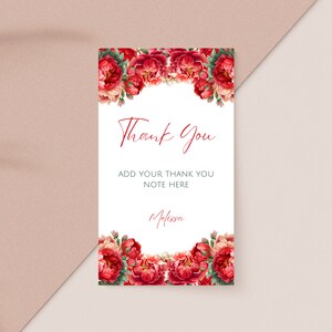 Printable Thank You Tags, Floral, Favor Tags, Gift Tags, Red Thank You ...