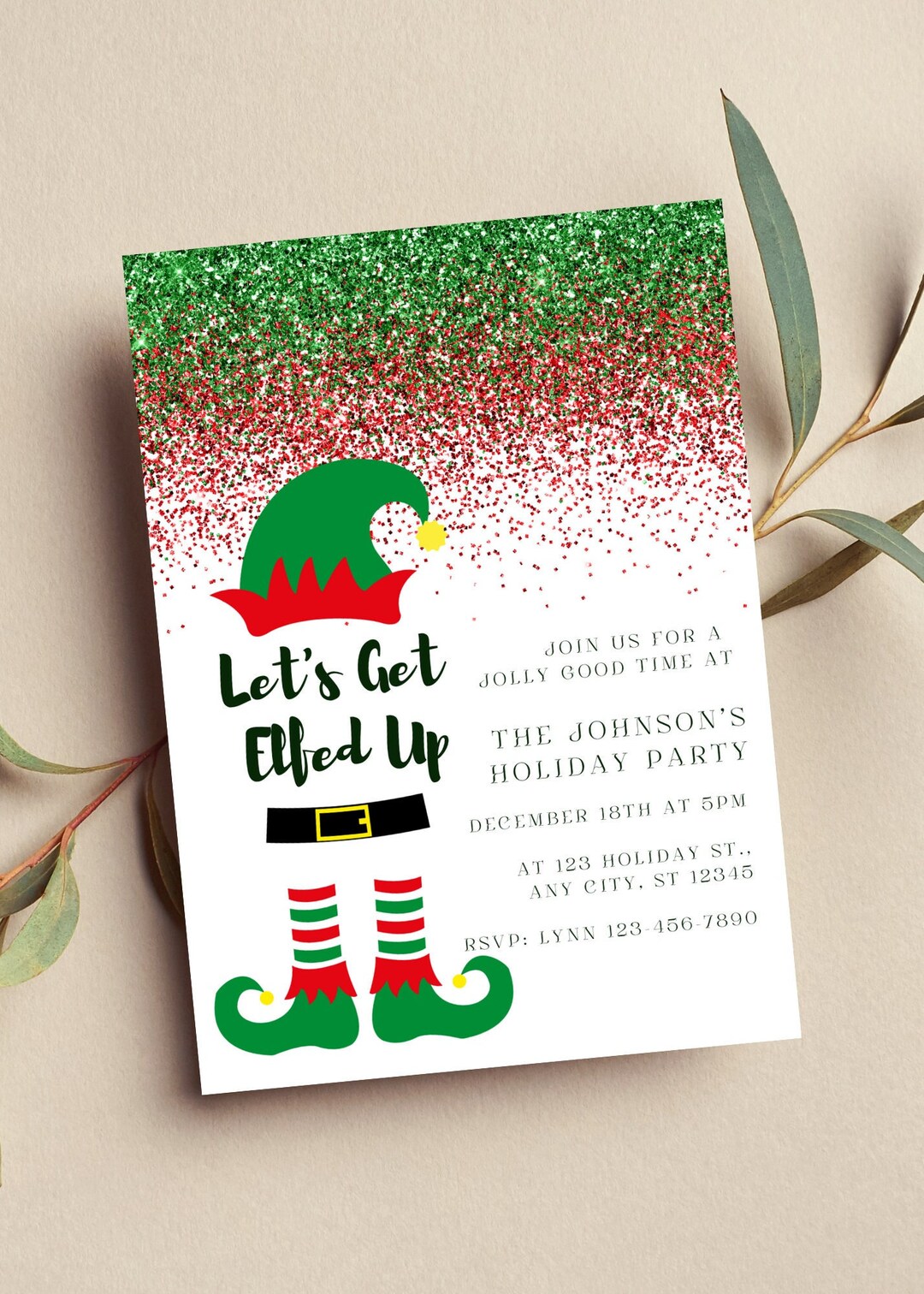Editable Let's Get Elfed up Invitation, Christmas Party Invitation ...