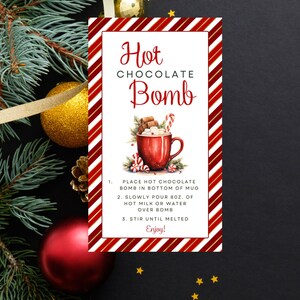 Printable Hot Chocolate Bomb Tag, Christmas Hot Cocoa Bomb Tag, Holiday ...
