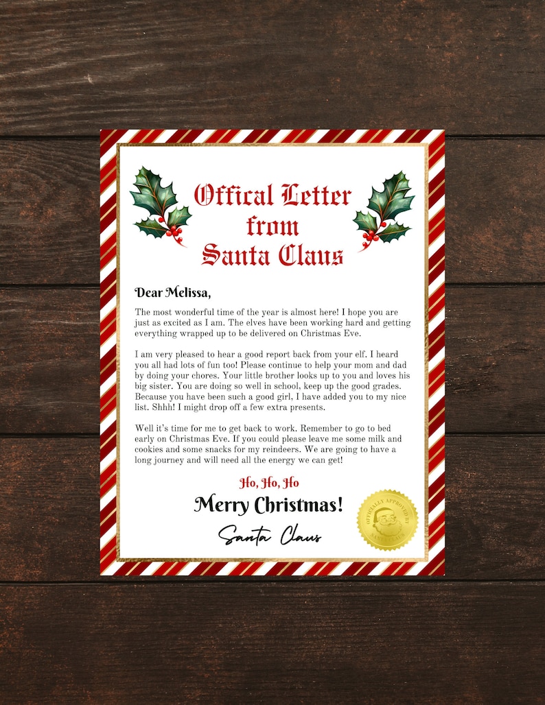 Editable Letter From Santa, Personalized Christmas Letter Template ...