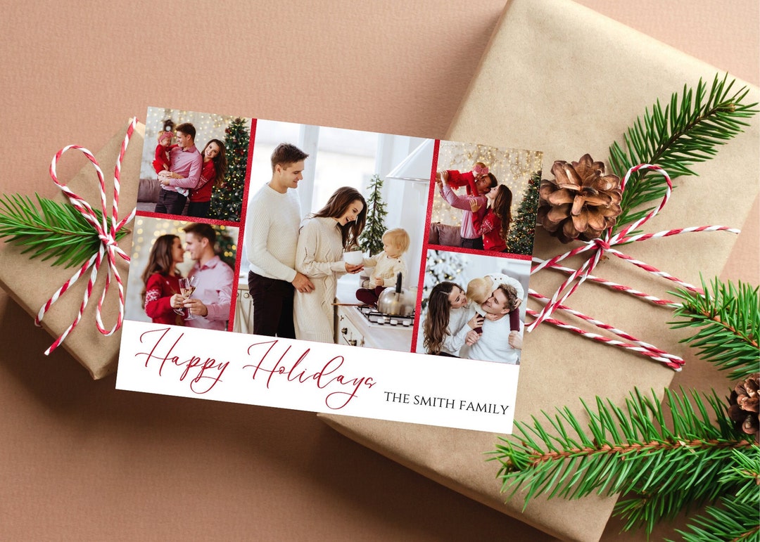 Editable Christmas Photo Card, Holiday Card, Photo Card Collage ...