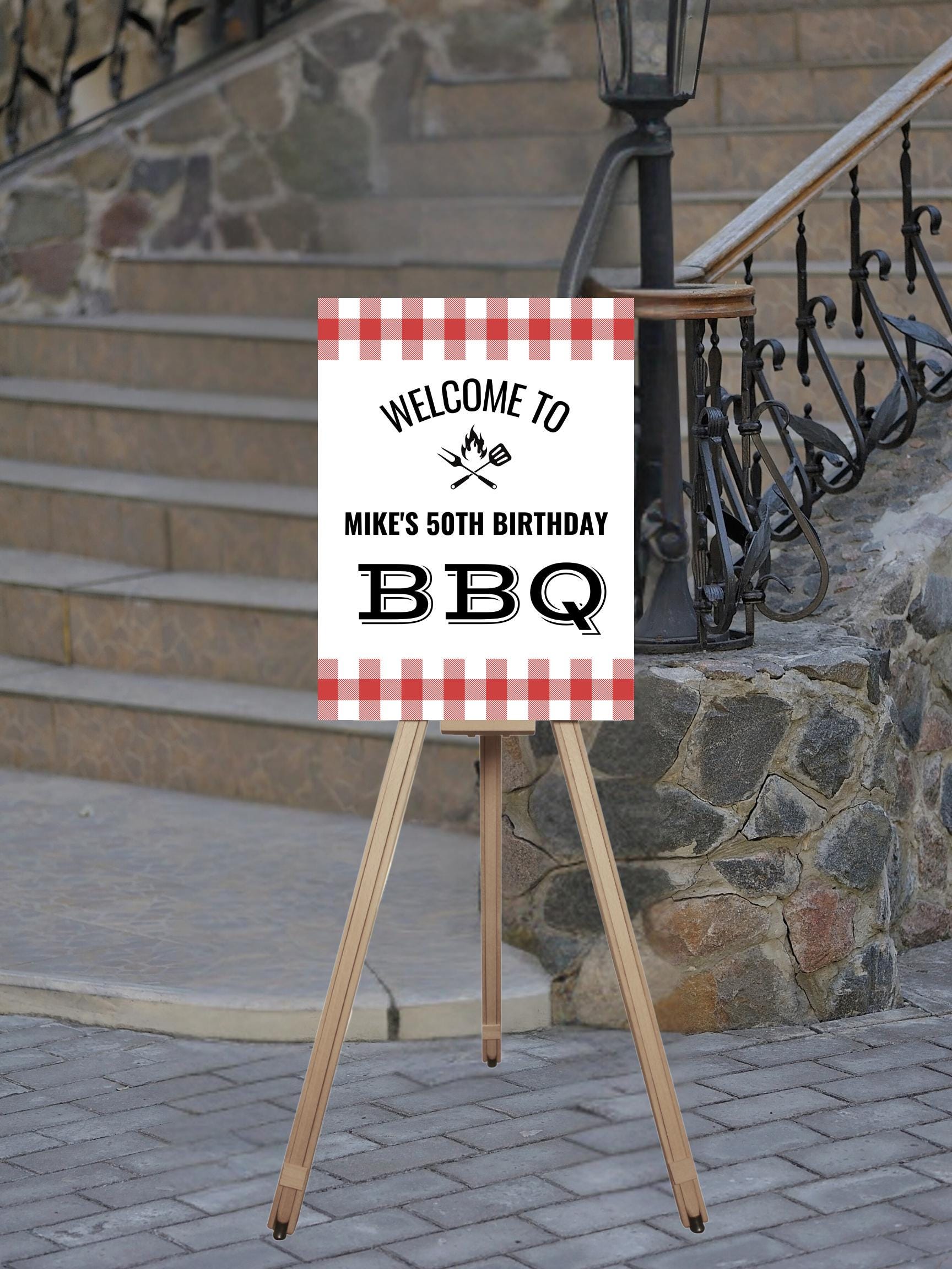 Editable Birthday BBQ Welcome Sign, Printable Backyard Cookout Sign ...